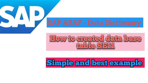 Se11 Sap Data Dictionary Sap Abap Data Dictionary Youtube