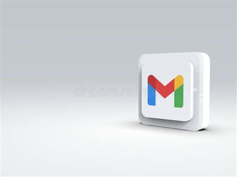 New Gmail App 3d Render White Background Isolated Button Side View Editorial Photography