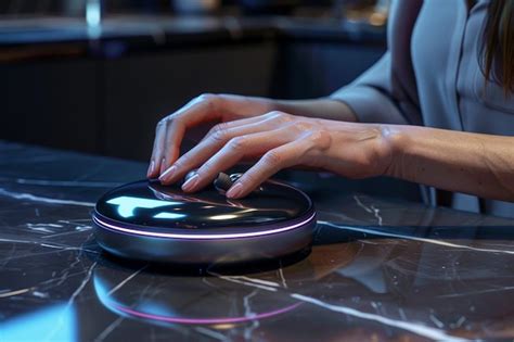 Premium Photo Woman Using Wireless Charging Pad For Earbuds