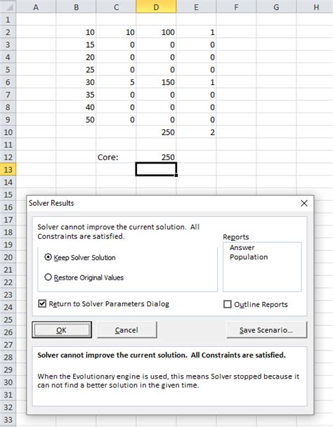 Identify Numbers In Sum Using Excel Solver