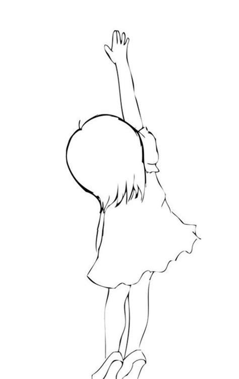 背对着的小女孩指向天空简笔画（漂亮12张） 简笔画图片大全