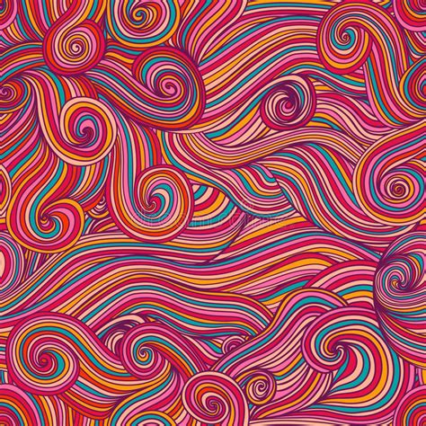 Seamless Wave Hand Drawn Pattern Waves Background Seamlessly T Stock Illustration