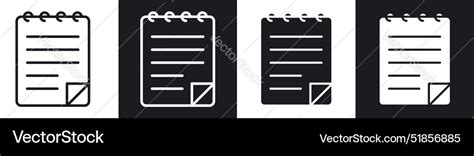 Memo Pad Icon Set In Black And White Filld Vector Image