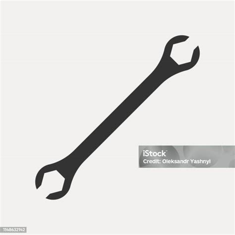 렌치의 실루엣 아이콘입니다 워크샵 수리 서비스 로고 템플릿 깨끗 하 고 현대적인 벡터 일러스트입니다 강철에 대한 스톡 벡터 아트 및 기타 이미지 Istock