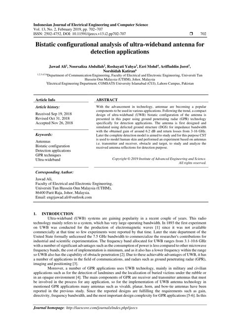 Pdf Bistatic Configurational Analysis Of Ultra Wideband Antenna For