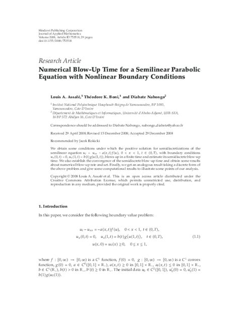 Pdf Numerical Blow Up Time For A Semilinear Parabolic Equation With