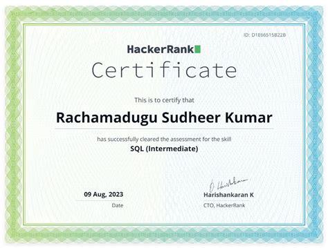 Rachamadugu Sudheer Kumar On Linkedin Hackerrank Hackerrankcertified
