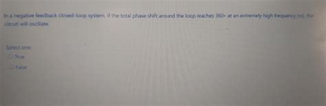 Solved In A Negative Feedback Closed Loop System If The Chegg