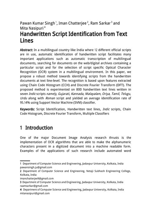 PDF Handwritten Script Identification From Text Lines