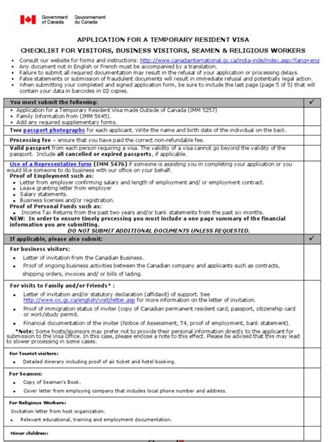 Application For A Temporary Resident Visa 190412 Travel Visa Passport