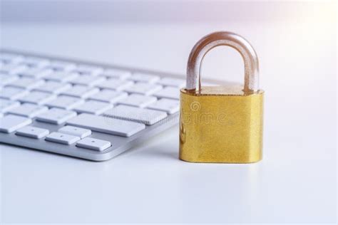 Metal Security Lock On Computer Keyboard Stock Image Image Of