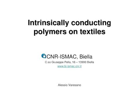 Pdf Lecture On Intrinsically Conducting Polymers On Textiles [en] · Conducting Polymers