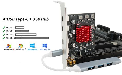 Amazon.com: USB C PCIE Adapter Card,PCI Express to 4-Port Type C ...