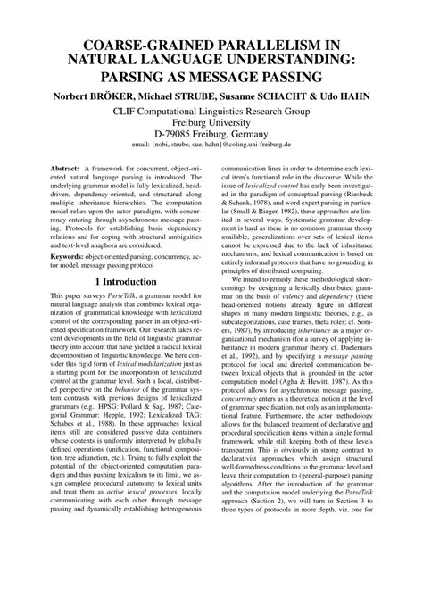 Pdf Coarse Grained Parallelism In Natural Language Understanding