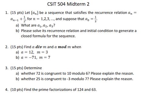 Solved 1 15 Pts Let An Be A Sequence That Satisfies The Chegg Com