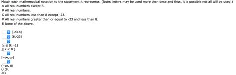 Solved Match Each Mathematical Notation To The Statement It
