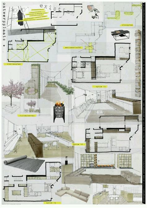 House Design Hand Drawing Board Interior Design Presentation