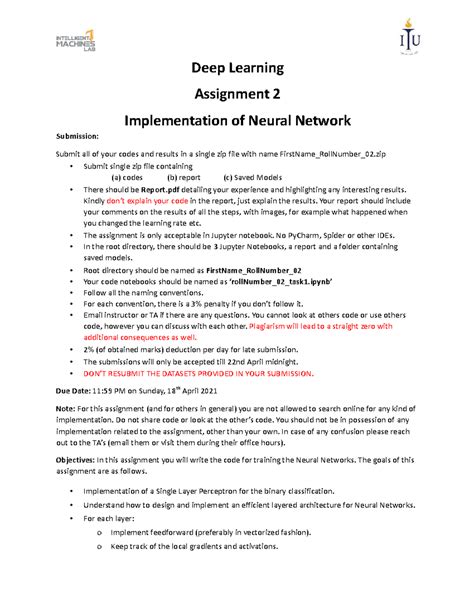 Dl Assignment 2 Deep Learning Assignment 2 Implementation Of Neural Network Submission Submit