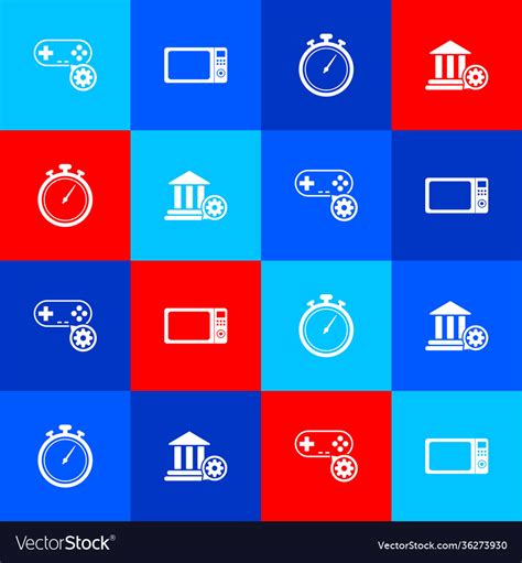 Set Gamepad Setting Microwave Oven Stopwatch Vector Image