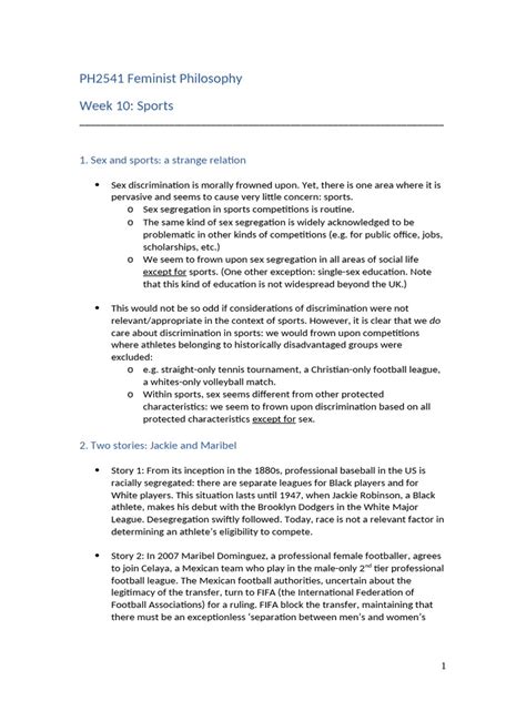 Lecture 8 Handout Sex And Sports Pdf Intersex Sex Segregation
