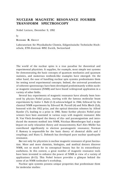 Pdf Nuclear Magnetic Resonance Fourier Transform Spectroscopy Dokumen Tips
