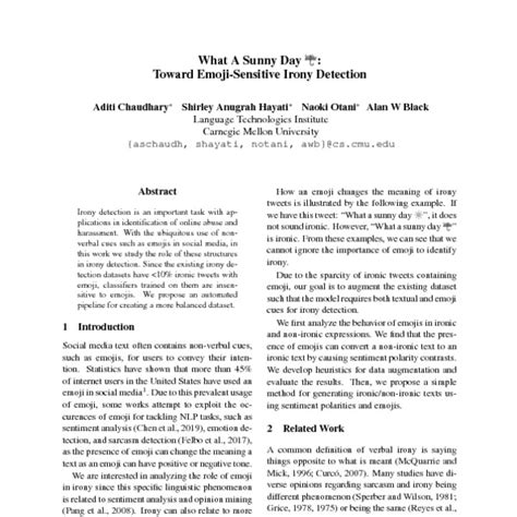 What A Sunny Day ☔ Toward Emoji Sensitive Irony Detection Acl Anthology