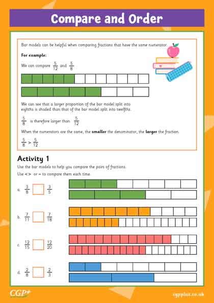 Compare And Order Fractions Using Numerators Foundation Year 6 Cgp Plus