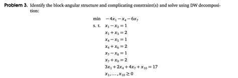 Solved Problem 3 Identify The Block Angular Structure And