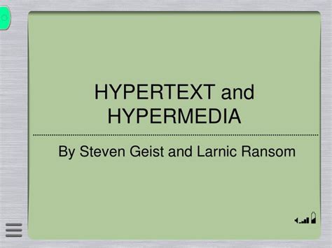 PPT HYPERTEXT And HYPERMEDIA PowerPoint Presentation Free Download ID 495373
