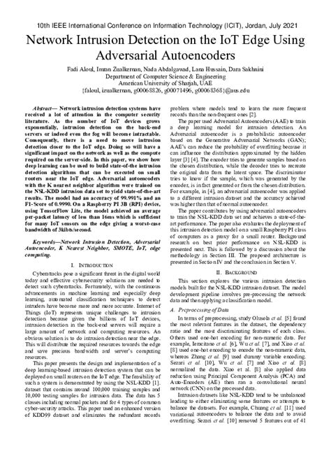pdf network intrusion detection on the iot edge using adversarial autoencoders