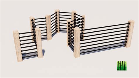 3d Model Wood Railings Railclone Vr Ar Low Poly Cgtrader