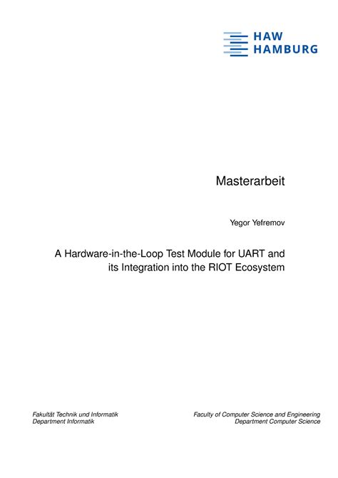 Ma Yegor Yefremov Blah Masterarbeit Yegor Yefremov A Hardware In The Loop Test Module For
