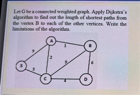 solved let g be a connected weighted graph apply dijkstra s