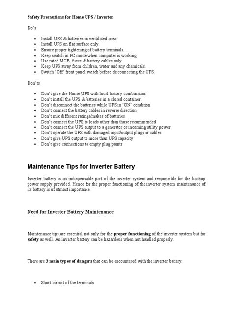 Pdf Safety Precautions For Home Ups Inverter Dokumen Tips