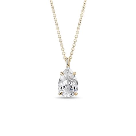 1ct Lab Grown Diamond Necklace In Yellow Gold Klenota