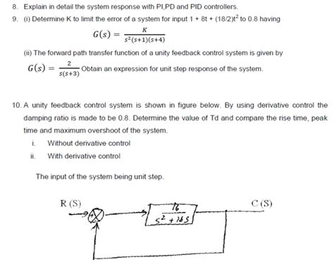 Important Short Questions Answers Tutorial Problems Time Response Analysis