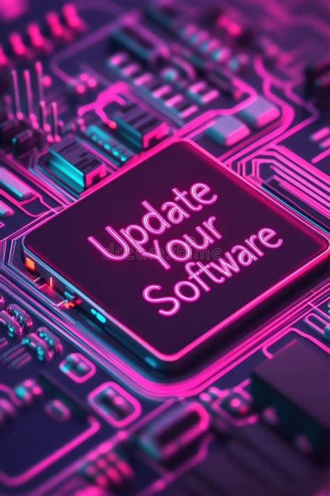 Circuit Board Glows With Software Update Message Cyber Security Safety Alert System Security