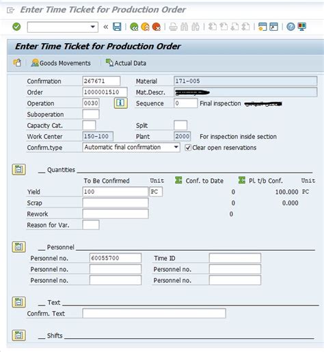 Use Of Rework Field In Co11n Cor6n Screen In P Sap Community