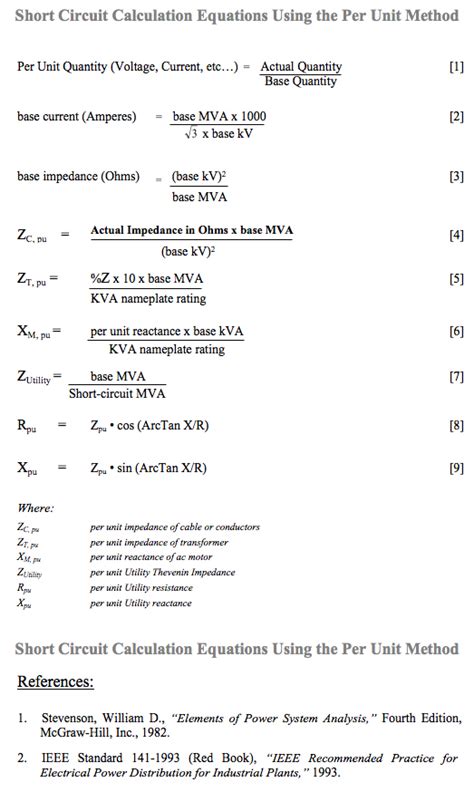 Per Unit Short Circuit Equations BICE Engineering Consulting