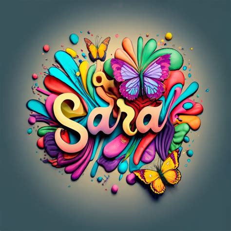 Sara Name Graffiti Art With Colorful Butterflies