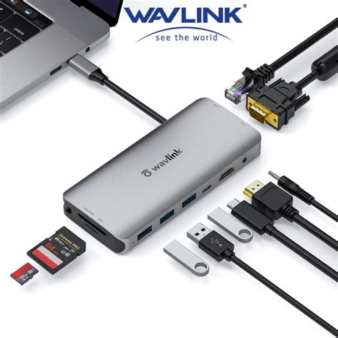 Wavlink USB Hub C HDMI Adapter 10 In 1 USB C To USB 3 0 Dock For Windows Mac USB C Type C 3 1