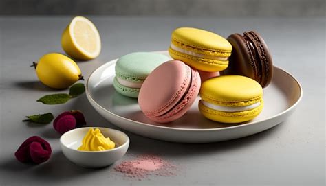Premium Photo Side View Delicious French Macarons With Coffee On Dark