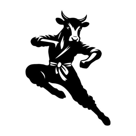 Premium Vector Ninja Cow In An Action Pose Vector Illustration In