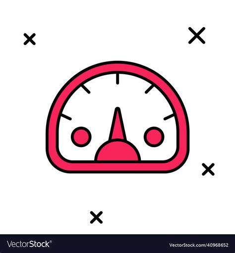 Filled Outline Speedometer Icon Isolated On White Vector Image