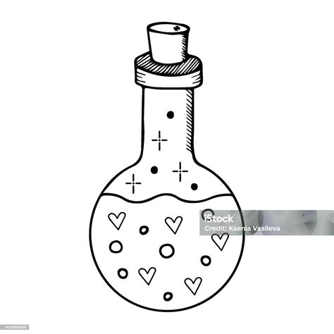 낙서 손으로 그린 라인 아트 마술 사랑 물약 병 아이콘 클립 아트에 개념에 대한 스톡 벡터 아트 및 기타 이미지 개념 구 귀여운 Istock