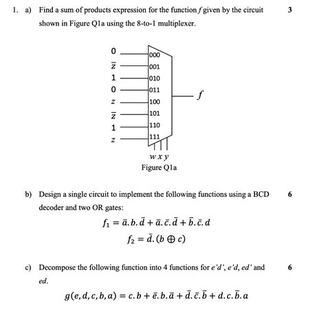 solved 3 1 a find a sum of products expression for the