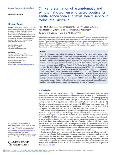 Pdf Clinical Presentation Of Asymptomatic And Symptomatic Women Who Tested Positive For