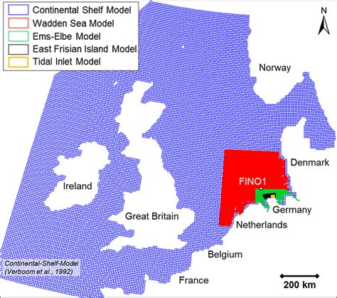 Cascade Of Five Nested Model Grids And The Position Of Wave