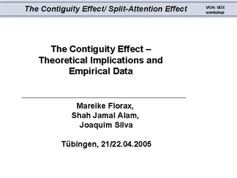The Contiguity Effect Splitattention Effect The Contiguity Effect