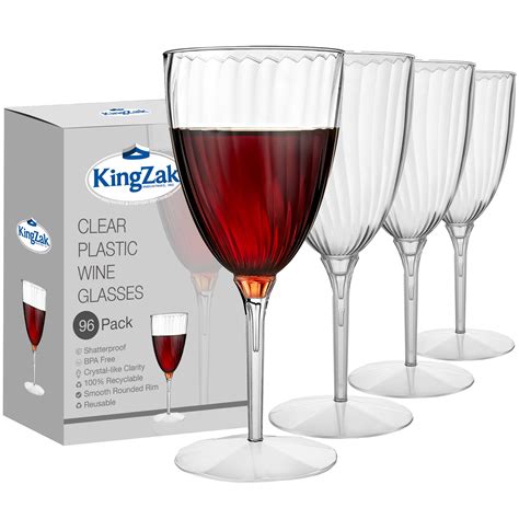 Buy Premium Wine Glasses 8 Oz Clear Hard Plastic 1 Piece Disposable
